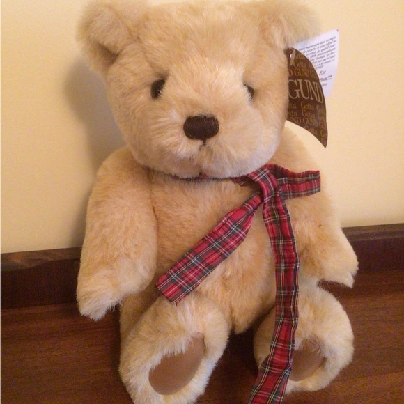 Gund | Toys | Gund Teddy Bear With Red Plaid Bow | Poshmark